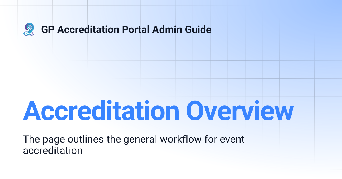 Accreditation Overview | GP Accreditation Portal Admin Guide